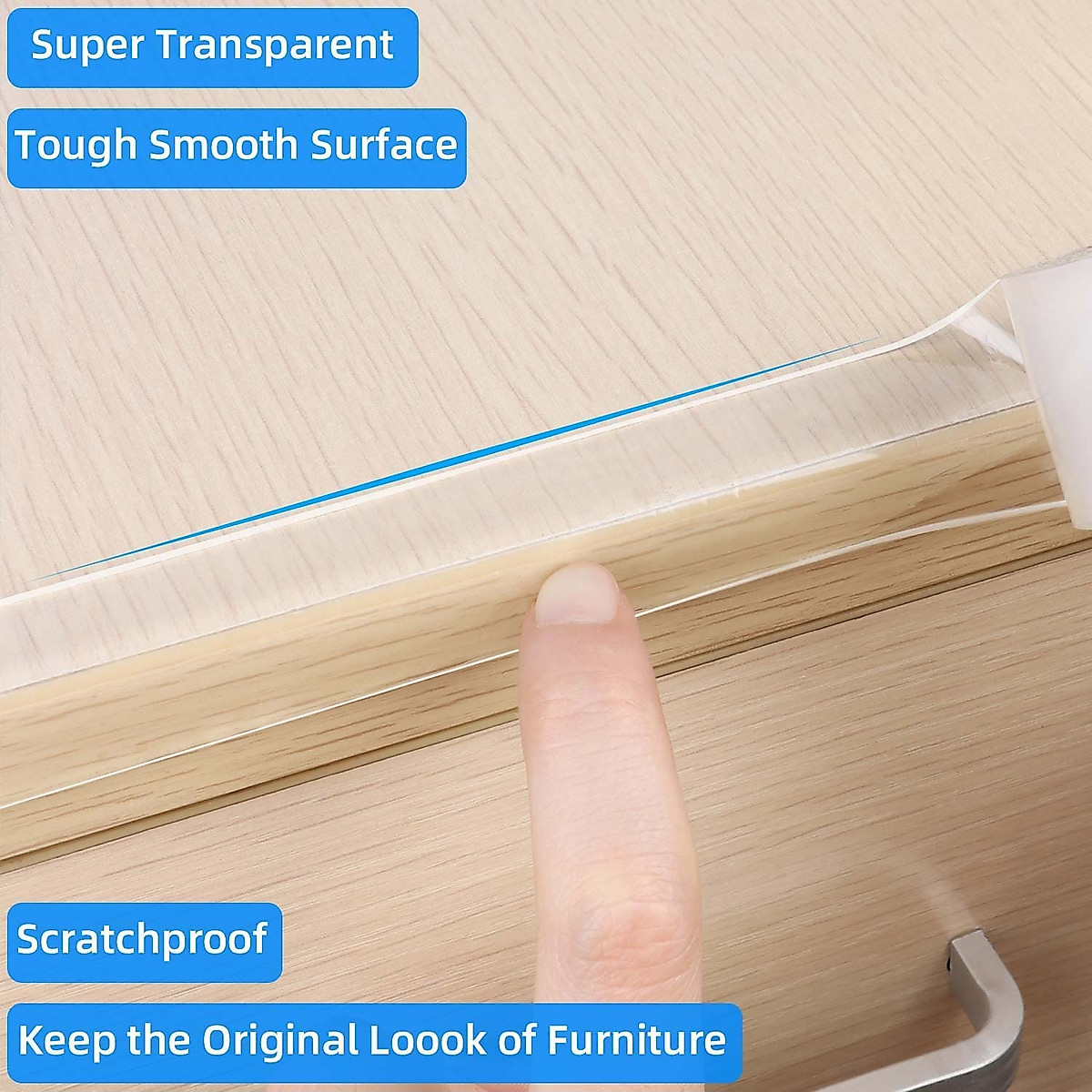 Clear Edge Protector Strip, 0.8in x 9.84FT, Sharp Edge Wrap Cover Tape, Self Adhesive Corner Protective Bumper Guards for Cabinet Door Desk Glass Table Furniture, Kitchen Countertop, Waterproof