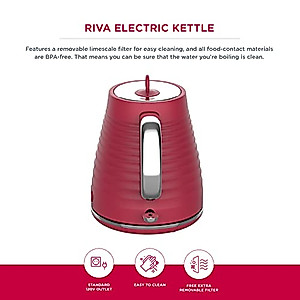 Homeart Riva Electric Kettle With Removable Limescale Filter and 4-Slice Retro Toaster Stainless Steel With Removable Crumb Tray Combo, Red