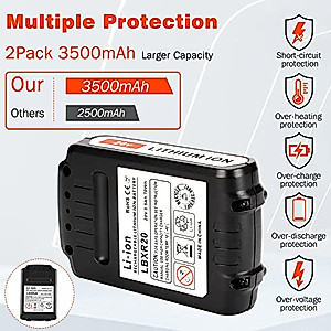Lipop 2Packs 3.5Ah Replacement Battery for Black and Decker 20V Lithium Battery LBXR20 Batteries Compatible with Black Decker 20v Battery LB20 LBX20 LST220 LBXR2020-OPE LB2X4020 Cordless Power Tools