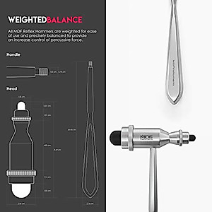 MDF Instruments, Tromner Neurological Reflex Hammer with Pointed tip Handle for cutaneous and Superficial responses - Free-Parts-for-Life & Lifetime Warranty - Black (MDF555-11)