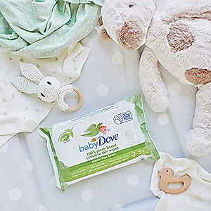 Baby Dove Baby Wipes for Sensitive Skin with 100% Plant-Based Fibers Hypoallergenic 63 Wipes 12 Pack