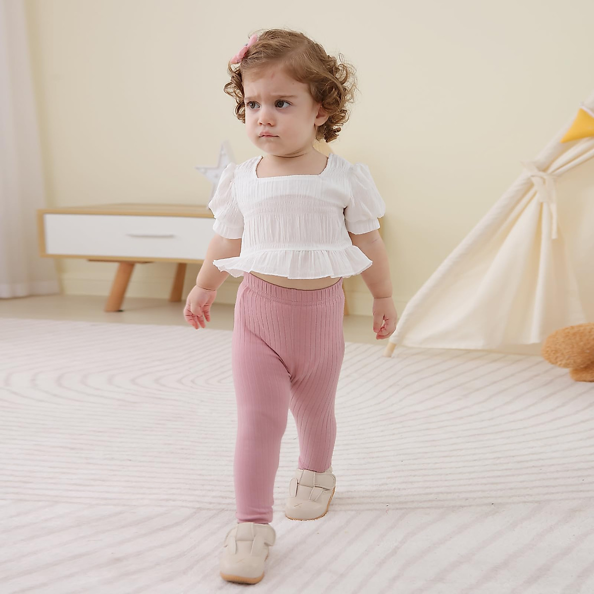 U.nikaka Unisex Baby 12-18 Months 5-Pack Pants in Grey White Black Orange and Pink