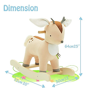 labebe 【New】 Baby Rocking Horse Plush, Male Fawn Rocker Toy for Child 1-3 Years, Rocking Horse/Fawn Rocking Horse/Deer Rocker/Reindeer Rocking Horse/Riding Horse/Stuffed Animal Rocker (NO Music)