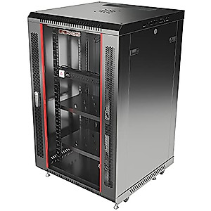 Server Rack - Wall Mount Network Enclosure - Locking Wall IT Cabinet - 19 Inch Rack Av Audio Video Rack Lockable Cabinet Network Rack - Powerbar - Shelf - Fan - Feet (22U (24" w x24 d x43 h))