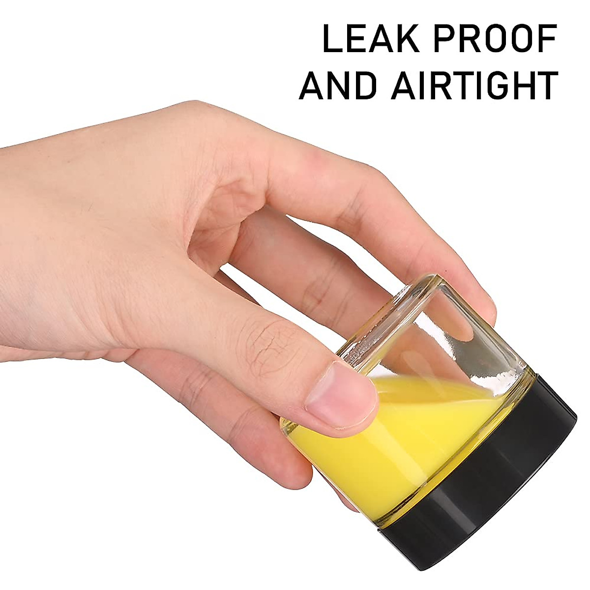 1 oz Small Glass Jars, Bumobum 48 pack Empty Round Clear Jars with Black Lids, White Labels & Inner Liners, Mini Cosmetic Containers for Cream, Lotion