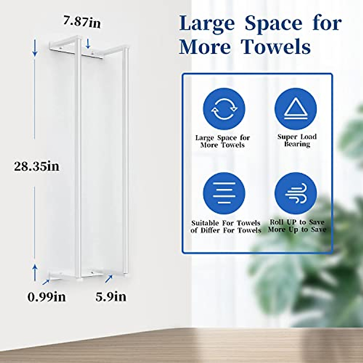 Towel Racks for Bathroom Wall Mounted,Stainless Steel Bath Towel Holder Wall Towel Rack for Rolled Towels,Bathroom Towel Storage, Mounted Towel Rack Holder,Brushed Gold-Bathroom Organizer,Holds Robes