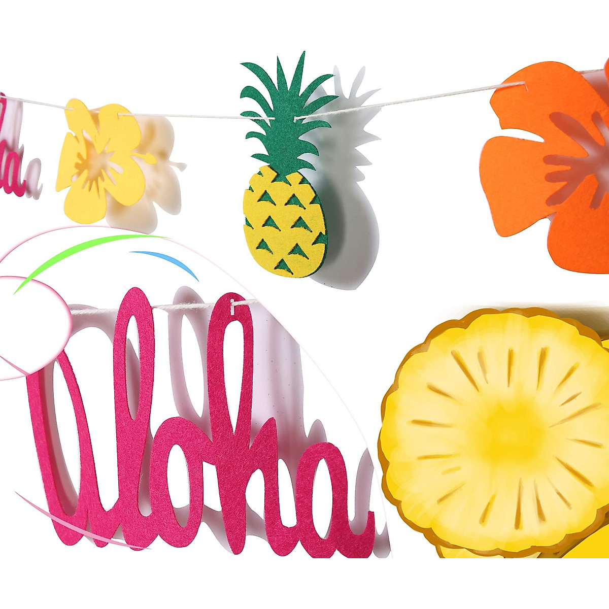 Hawaiian Party Decoration |Luau Party Supplies| Hawaiian Tropical Banner, Flamingo Garland for Pool Party Supplies,Tropical Party Decoration(set of 2),Birthday Banner for Beach Moana Party decorations