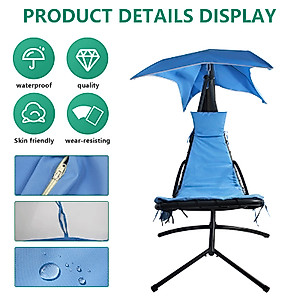 Outdoor Hanging Lounge Chair Replacement Cushion Cover and Umbrella Fabric, Made for Patio Curved Chaise Hammock Floating Swing Chair Pads, Waterproof Soft Fabric (Cushion Not Included), Khaki