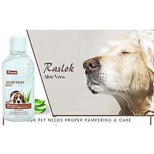 Raslok Aloe Vera Gel for Dog (Canine) 100% Natural, Hydrating Skin & Coat Care – Free from Paraben, Alcohol, Fragrance & Color – 220gm (7.7oz)