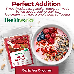 Healthworks Raw Goji Berries (32 Ounces / 2 Pound) | Certified Organic & Sun-Dried | Keto, Vegan & Non-GMO | Baking, Teas & Smoothies | Antioxidant Superfood