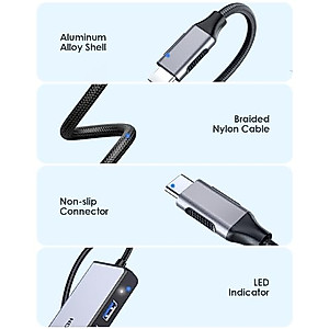 LENTION USB C Hub with a Gigabit Ethernet Port, 4K HDMI Display, 3 USB-A USB 3.0 Ports for MacBook Pro, MacBook Air, Dell, Lenovo, HP Laptops and More, Stable Driver Certified (C25, Space Gray)