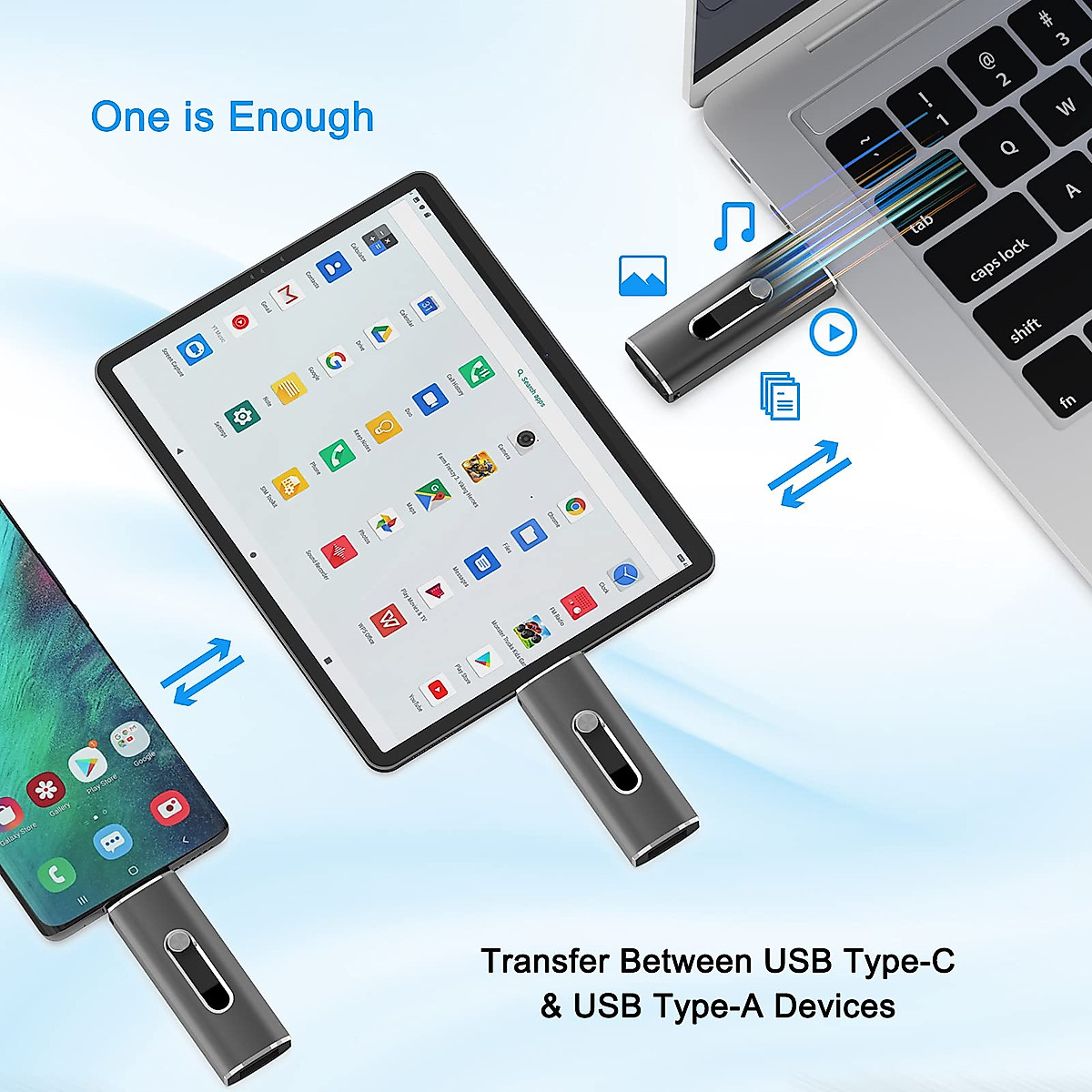 128GB USB C Thumb Drive, KOOTION USB 3.0 Flash Drive Dual Type-C USB Stick High-Speed Jump Drive Aluminum Alloy Photo Memory Stick for Smartphone Mac Laptop