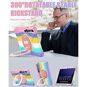 BRAECN Case for 12.4 Inch Samsung Galaxy Tab S9 Plus, S8+, S7+, S7 FE, Rugged Silicone Case with S Pen Holder, Handle Grip, Kickstand, Shoulder Strap, Colorful Pink