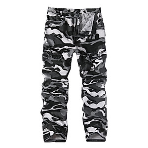 APTRO Men's Cargo Pants Camo Casual Work Military Tactical Pants Gray Camo 34