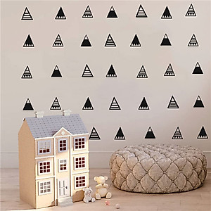 UILMNIY 48pcs Different Kinds of Triangles Mountain Pattern Wall Sticker for Kids Boys Room Art Bedroom Removable Wall Decor AFN120 (Black)