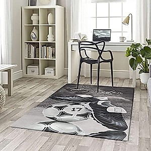 Custom Soccer Shoe and Ball Rug - Soccer Carpet, Soccer Gift 2X3 3X5 4X6 5X8 Area Rug Gifts for Soccer Lovers Printed Carpet for Kitchen Living Room Bedroom Sports Room Decor