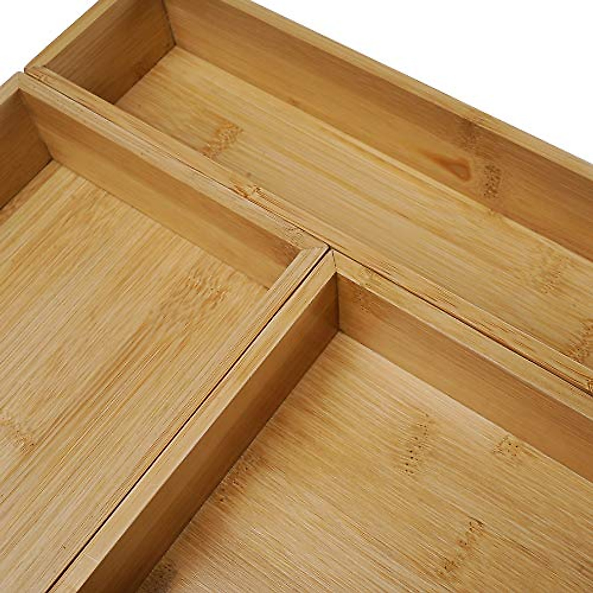 Aviboo Cabinet Drawer Organizer and Storage Tray Box Dividers Set Made of Bamboo Wood, Multipurpose Holder for Craft, Sewing, Office, Bathroom, Kitchen (1, Set of 5 Pieces)