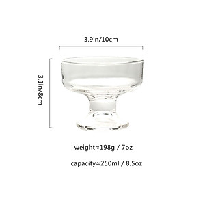 Small Trifle Bowl Clear Glass - Set of 6 Ice Cream Bowl for Fruit Dessert Salad 3.9" Serving Bowls 8oz Wide Mouth Glass Cups with Stand (transparent)