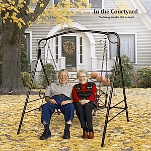 VINGLI Upgraded Metal Patio Porch Swing, 660 LBS Weight Capacity Steel Porch Swing Chair for Outdoors, Heavy Duty Swing Chair Bench for Gardens & Yards (Pattern 3)