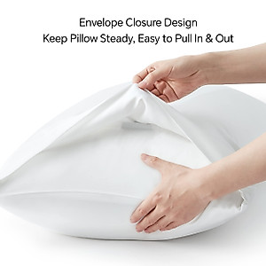 BEDELITE White Pillow Cases Queen Size Set of 2, Rayon Derived from Bamboo，Cooling Pillow Cases for Hot Sleepers & Night Sweats, Breathable and Silky Soft Envelope Pillowcases, 20"x30"