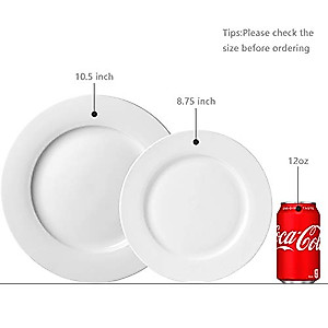 amhomel 12-Piece Bone China Natural White Salad Plates, Porcelain Dessert Plates, Round Dinnerware Sets, Scratch Resistant, Lead-Free, Microwave, Oven, and Dishwasher Safe (8.75-inch)