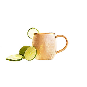 Alchemade Copper Barrel Mug for Moscow Mules - 16 oz - 100% Pure Hammered Copper - Heavy Gauge - No lining - includes FREE E-Recipe book