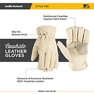 Wells Lamont mens 1130 Work Gloves, White, Large Pack of 1 US