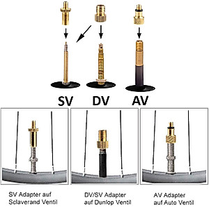 ZKSM 15Pcs Bicycle Value Adapter Copper Bike Pump Adapter with Lightweight and Portable DV AV SV Valve Converter for Compressor Bicycle Tire Inflator Pump Air Ball