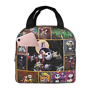 NIKROAD Nightmare Cartoon Before Christmas Tote Lunch Bag Novelty Printing Insulated Lunch Bag Cooler Bag Reusable Fashion Bento Bags