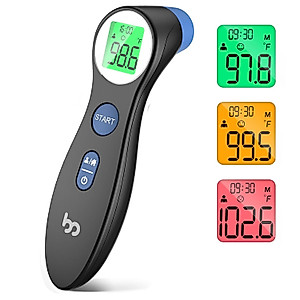 Forehead Thermometer for Adults and Kids, Digital Infrared Thermometer for Baby, Infants and Toddlers, Touchless Thermometer with Fever 3 Color Alarm, FSA HSA Eligible,1s Fast Reading, Accurate