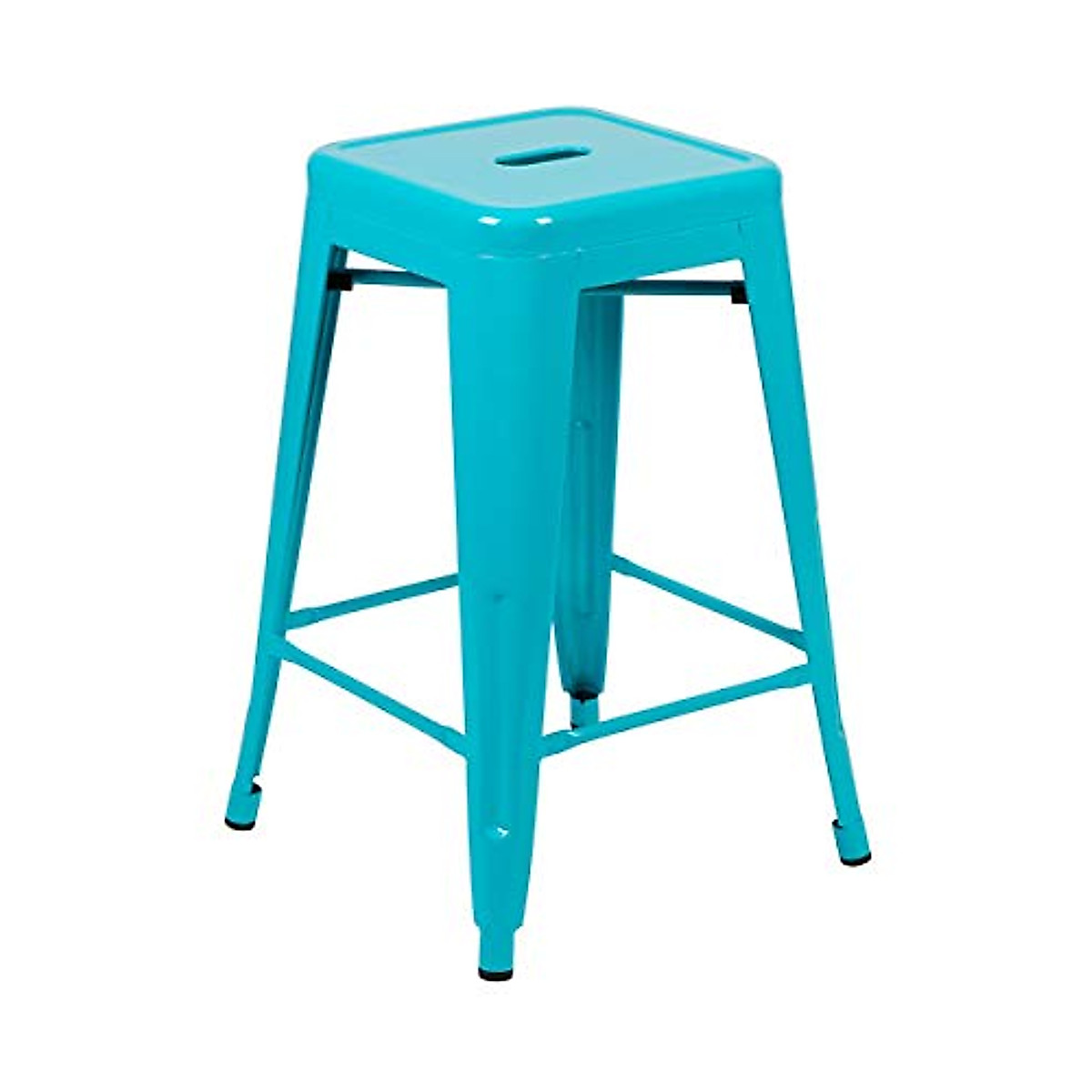 Flash Furniture 24" High Metal Counter-Height, Indoor Bar Stool in Teal - Stackable, Pack of 4