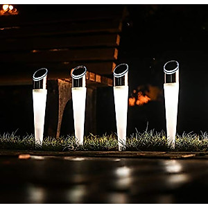 pearlstar Solar Lights Outdoor Garden Pathway Lights LED Landscape Lighting Waterproof for Path Lawn Patio Yard Walkway Driveway,4 LED Bulbs& 2 Lights Effect,White&Color Changing Lights (4pack)