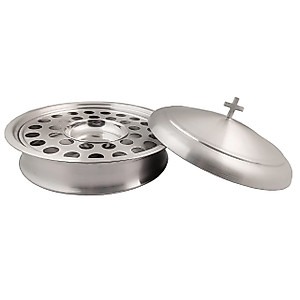 Communion Ware Holy Serving Tray Including Center Bread Plate with A Cover - Stainless Steel (Silver/Matte)