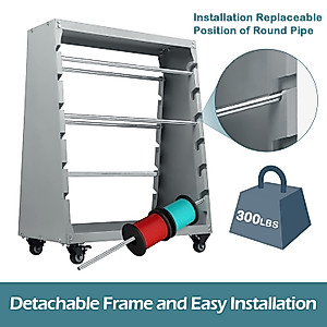 uyoyous Wire Spool Rack 29.5 x 25.2 Inch Cold-Rolled Steel Cable Dispenser Cart with Locked Wheels 6 Rods Electrical Wire Spool Storage Dispenser 300lbs Capacity for Industrial Workplace