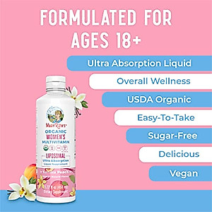 MaryRuth's Multivitamin for Women | USDA Organic | Sugar Free Womens Multivitamin | Liquid Vitamins for Women | Immune Support Liquid Liposomal | Cognitive Health & Mood Balance | Vegan | 15.22 Fl Oz