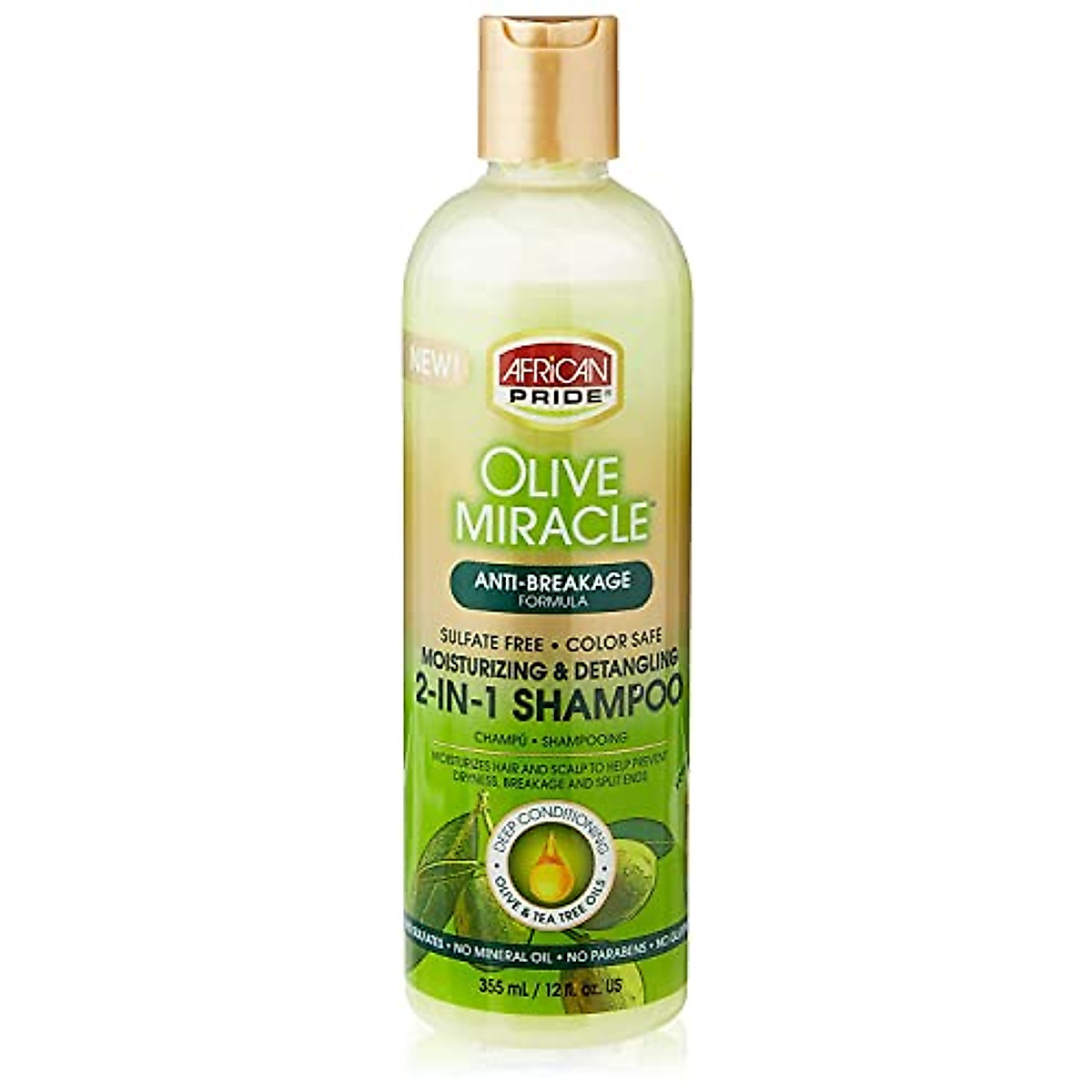 African Pride Olive Miracle 2-in-1 Shampoo and Conditioner, 12 Ounce