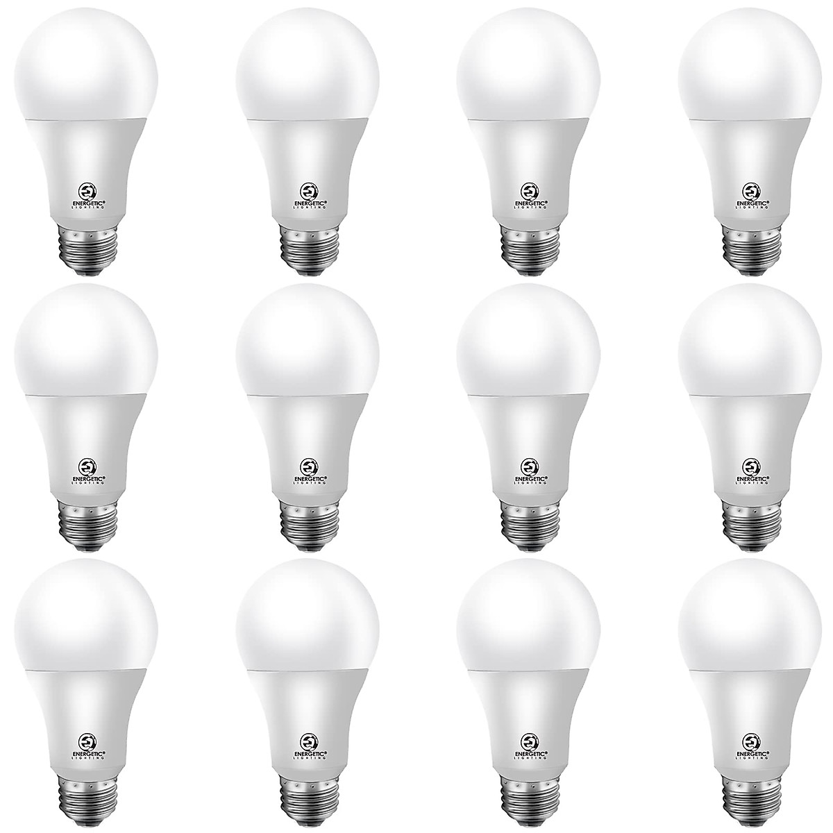 Energetic A19 LED Bulb 60W Equivalent, 5000K Daylight LED Light Bulbs, E26 Standard Base, 750LM, Non-Dimmable, UL Listed, 12 Pack
