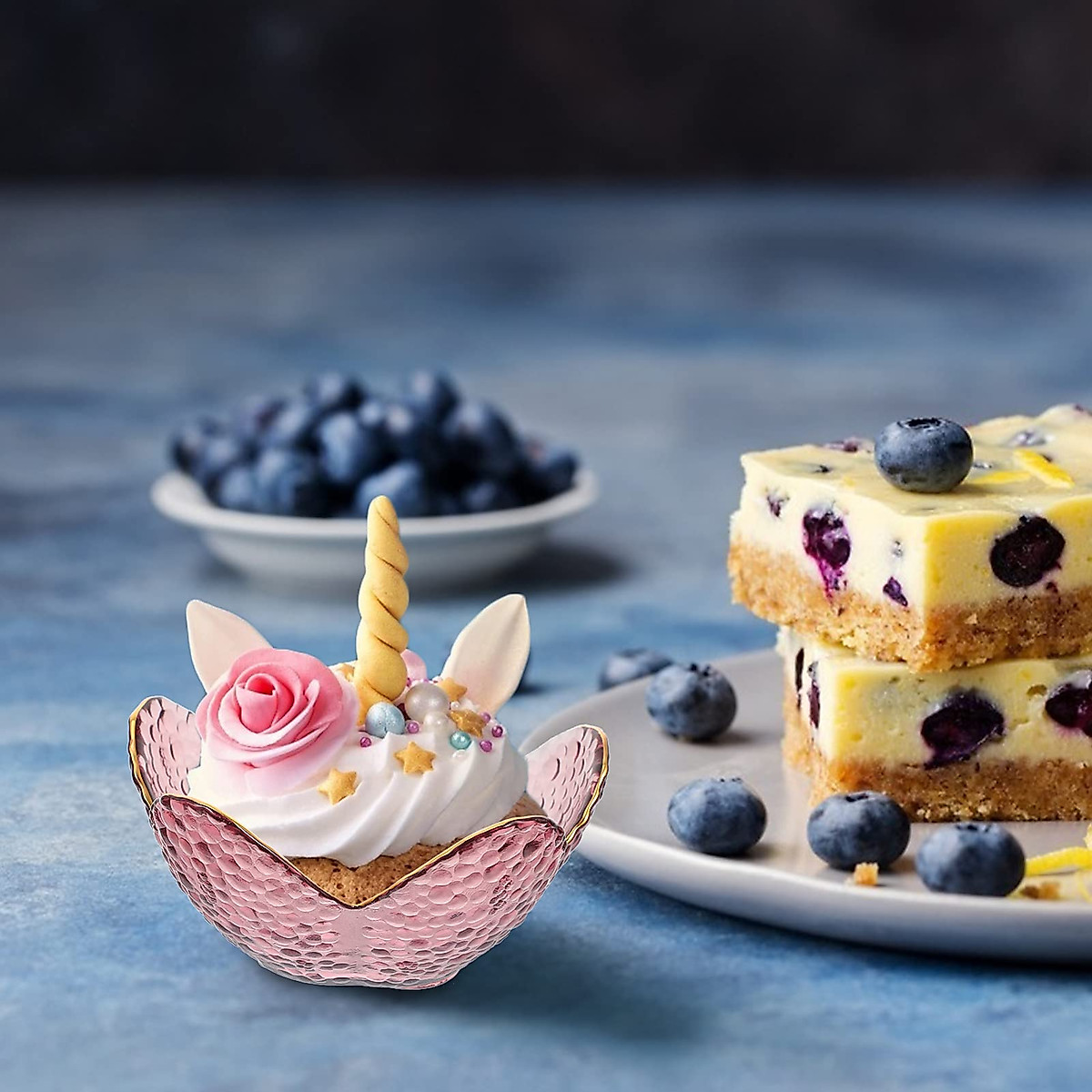 BESPORTBLE Crystal Glass Fruit Bowl Lotus Flower Shaped Crystal Clear Salad Bowl Round Serving Bowl Candy Bowls Dish Dessert Bowl Fruit Plate for Home Party Tableware Purple