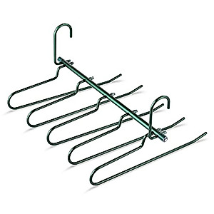 Pants Hangers,CKSD Aluminum Alloy 5 Layers Multi Functional Jeans Hanger More Space Saving Non Transform Non Fracture for Closet Clothes Hanger Organizer (Deep Green, 2 Pack)