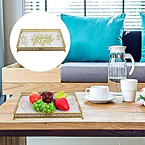 VALICLUD Golden Coffee Tea Serving Tray Eid Ramadan Food Tray Muslim Islam Mubarak Snake Plate Mubarak Dessert Plate Ramadan Mubarak Eid Decor Tray for Home Party Food Serving Dish