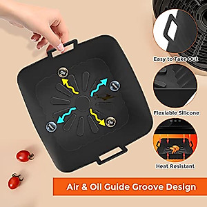 Square Air Fryer Liners Silicone, 9 IN 6 to 10 QT Food Grade Reusable Heat Resistant Silicone Air fryer Bowls Inserts Baskets Pots Accessories for COSORI Instant Vortex Air Fryer Oven Microwave