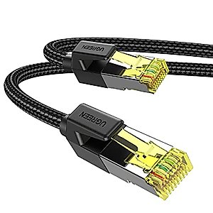 UGREEN Cat 7 Ethernet Cable 15FT High Speed Braided Internet Cord Cat7 RJ45 Shielded Indoor Heavy Duty LAN Network Cables Compatible for Gaming PC PS5 PS4 PS3 Xbox Modem Router Smart TV 15FT