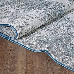 LUXE WEAVERS Modern Abstract Coastal Gray Blue 5x7 Area Rug, Stain Resistant Living Room Carpet
