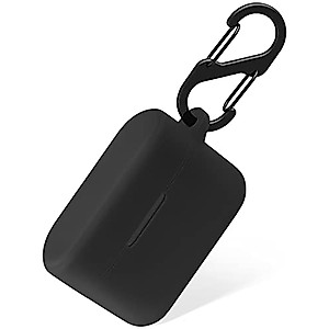 Geiomoo Silicone Case Compatible with 1MORE PistonBuds Pro, Protective Cover with Carabiner (Black)