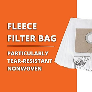 Fein Fleece Filter Bag for Turbo Vacuums - Tear-Resistant, Nonwoven, Turbo II Model, 5-Pack - 31345062010