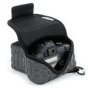 USA GEAR FlexARMOR X DSLR SLR Camera Case Sleeve with Deluxe Padded Neoprene Protection, Carabiner Clip and Accessory Storage - Compatible with Nikon D3400, Canon EOS Rebel SL2, Pentax K-70 and More