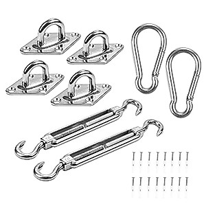S.yeoo Sun Shade Sail Hardware Kit, Heavy Duty 316 Stainless Steel for Rectangle Shade Sails Installation, Rectangular Square Shade sail for Outdoor Terrace Lawn Garden (Rectangle-6M-1 Set)