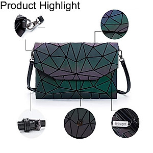 GOWETION Unique Geometric Luminous Purse Handbags For Women Holographic Wallet Girl Crossbody Shoulder Bag Clutch Reflective Messenger Bags Color Changing Purse (colorful1)