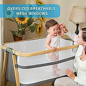 AMKE Baby Bassinets,Bedside Sleeper for Baby, Portable Baby Crib for Safe Co-Sleeping, Baby Bed for Baby Infant Newborn,Travel Bag Included