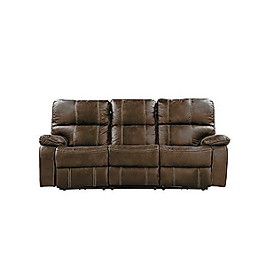 Madrona Burke Zoey Chocolate Brown 84" Power Sofa with Dual Recliners, Microsuede Upholstery, and USB Charging Station